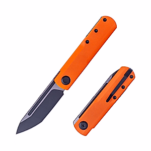 Real Steel Knives G-Tanto Slipjoint Folding Knife 2.64" Nitro-V Black Two-Tone Finish Tanto Blade-Orange G10 Handle, Designed by Ostap Hel, Perfect for Camping, Hiking, Daily Cutting Tasks