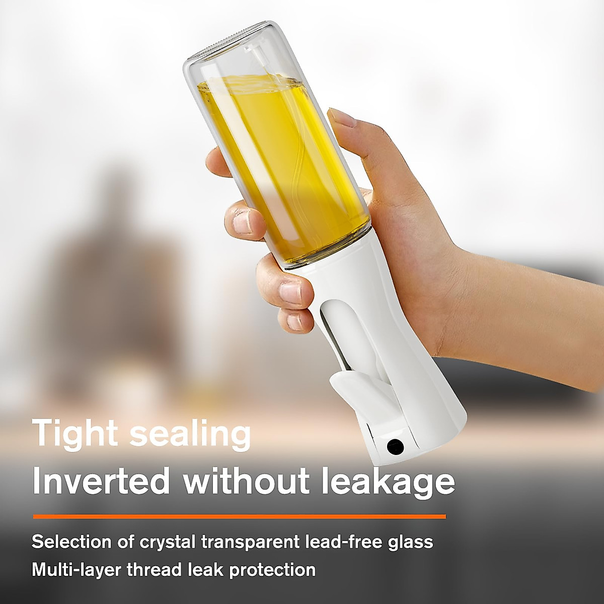 MISSOLO Oil Sprayer - 200ml Glass Olive Oil Sprayer - Continuous Spray with Portion Control - Oil Dispenser Bottle for Kitchen - Oil Mister for Cooking, Baking, Salad