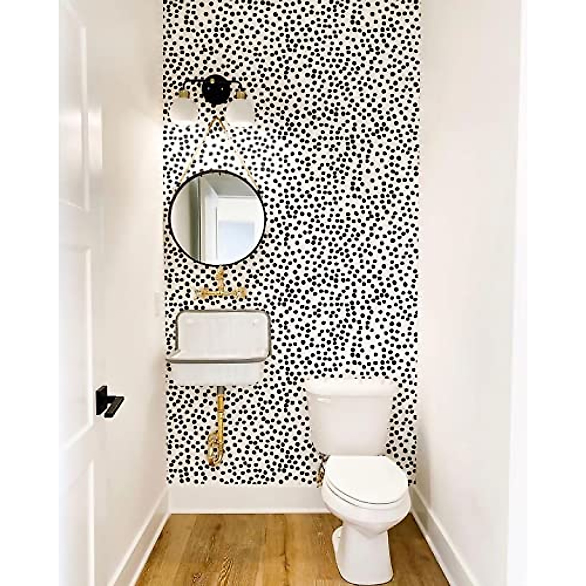 Jeweluck Black and White Wallpaper Peel and Stick Wallpaper Dot Contact Paper 17.7inch×118.1inch Modern Black Contact Paper Peel and Stick Polka Dot Wallpaper Removable Wallpaper for Bathroom Vinyl