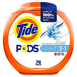 Tide PODS Light Laundry Detergent Pacs 76 Count Ocean Mist Scent Powerful Clean with a Light and Lasting Scent