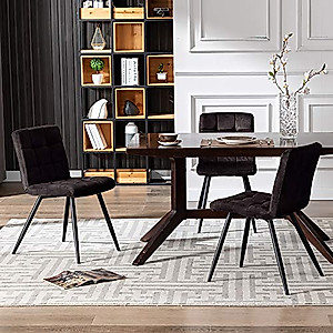 Duhome Velvet Dining Chairs Set of 4,Mid Century Modern Dining Room Chairs with Metal Legs,Accent Chairs Side Chairs Reading Chairs for Living Room Kitchen Home Bedroom Vanity Black