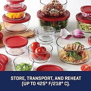 Anchor Hocking 26 Piece Glass Storage Containers with Lids (13 Glass Food Storage Containers & 13 Red SnugFit Lids)