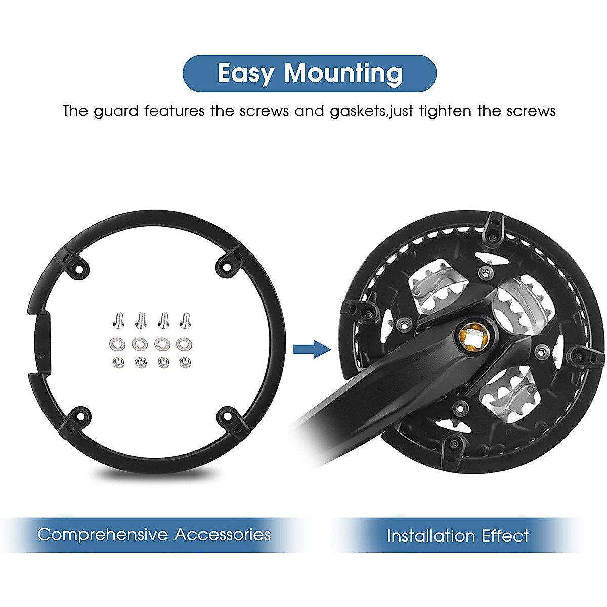 Estink Bike Chain Wheel Guard, Black Plastic Chainring Sprockets Cranksets Guard Protector Mountain Bike Chain Wheel Crankset Support Cover Accessories for 44T Chain