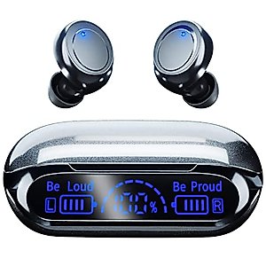 Wireless Earbuds, Bluetooth Headphones 160hrs Battery Life with LED Power Display Crystal-Clear Calls Built-in Mic IP6 Waterproof V5.3 Bluetooth Earbuds Stereo Sound Ear Buds for Sports and Working