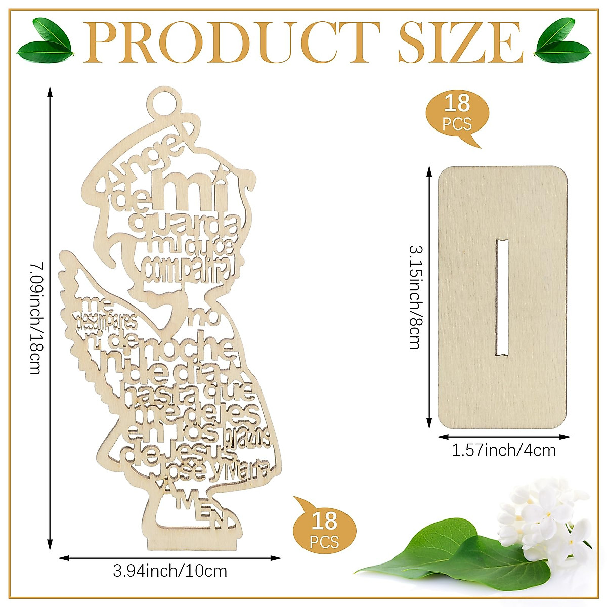 Briwooody 18 Pcs Guardian Angel Wings Girl Wooden Baptism Centerpiece for Table Wood with Stand Angel Laser Cutout Religious Baptism Favor for Baby Shower Wedding Party Decoration Centerpiece Christen