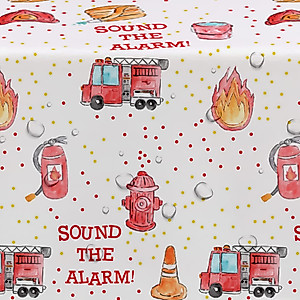 HIPVVILD Fire Truck Birthday Party Tablecloth Supplies - Disposable Firefighter Party Table Cover Decorations, Firetruck Fireman Theme Birthday Baby Shower Table Cloth - 4 Pack (54in x 108in)