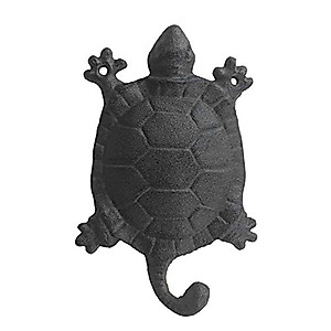 Comfy Hour 6" Cast Iron Heavy Duty Rustic Style Turtle Single Hook Wall Hanger for Home Decoration, Brown, Ocean Voyage Collection