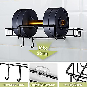 ETECHMART Shower Caddy Organizer, Expandable and Adhesive Bathroom Shower Shelf, SUS304 Rustproof Storage No Drilling Wall Shower Rack,1 Pack/Black