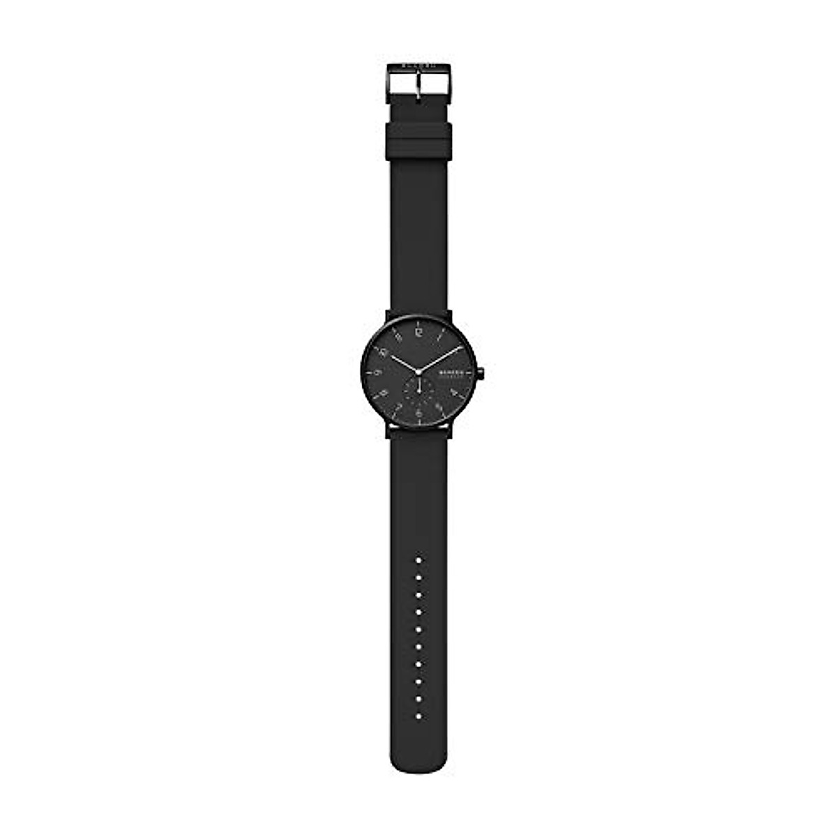 Skagen Men's Aaren Quartz Analog Stainless Steel and Silicone Watch, Color: Black (Model: SKW6544)