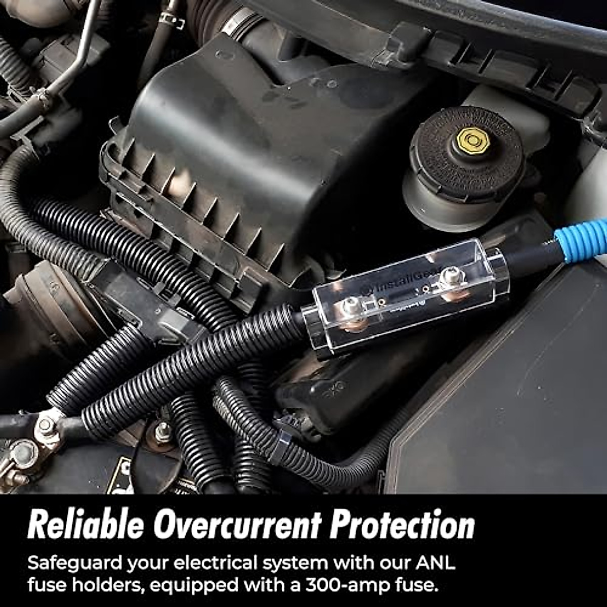 InstallGear - Fuse Block with ANL Fuse Holder and Clear Cover - 2 Pack, 300Amp Fuses for Secure Circuit Protection - Universal Fuse Box for 0-10 Gauge Terminals, Automotive Applications