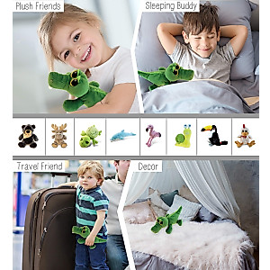 DolliBu Green Alligator Stuffed Animal - Super Soft Alligator Plush, Huggable Big Eyes Plush Animal Alligator Toy, Wild Animal Gator Plush, Cute Stuffed Animal Gift for Kids and Adults - 6 Inches