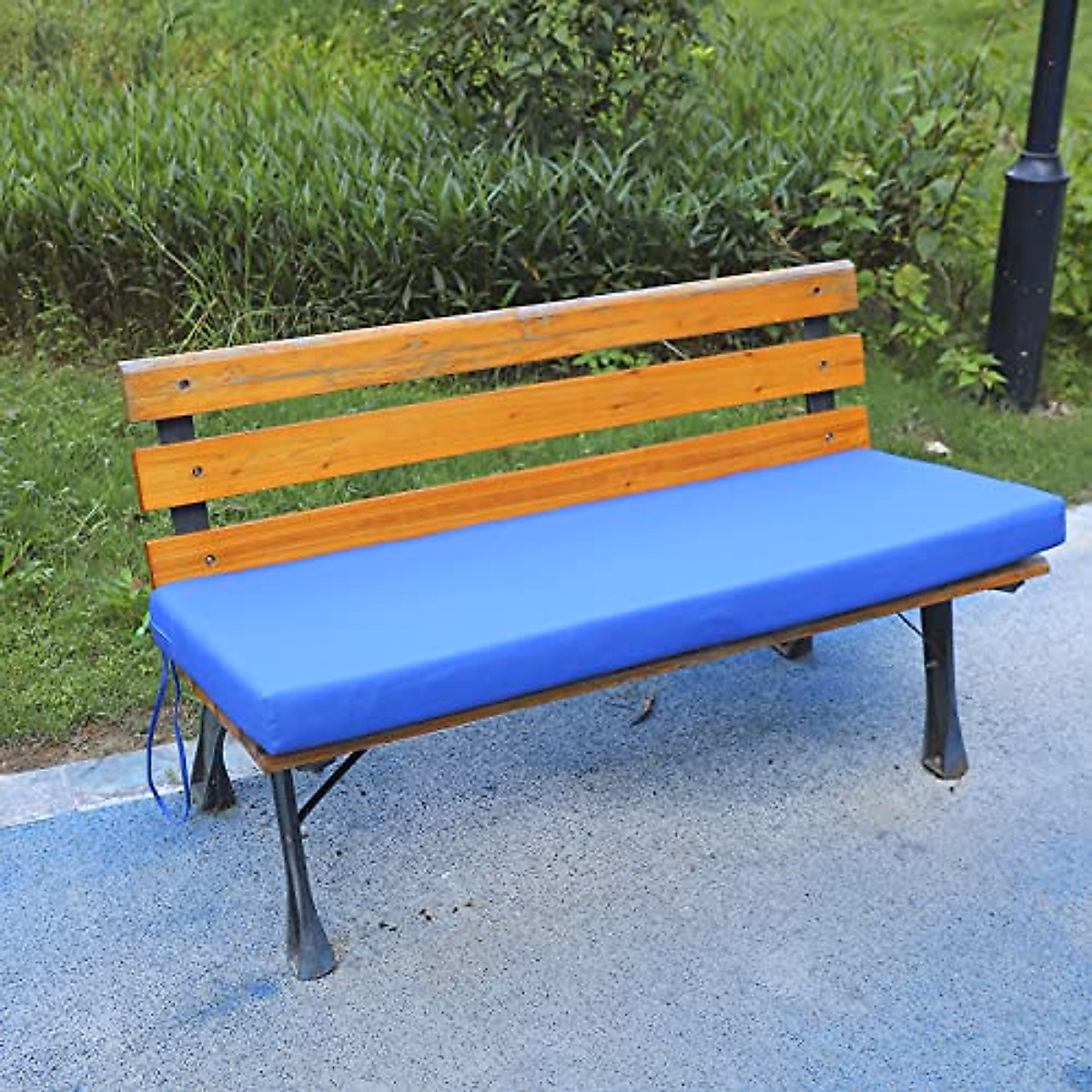 Outdoor Bench Cushion for Patio Furniture with Ties Indoor Settee Seat Replacement Pad Garden Porch Swing 42 x 18 Inch, Blue