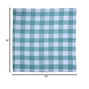Gratico Dish Cloth Set of 8 Aqua White Waffle Buffalo Checks 12X12 Inches Premium Soft Cotton Highly Absorbent Kitchen Towels Quick Drying Dish Towels with Hanging Loop Kitchen Tea Towels