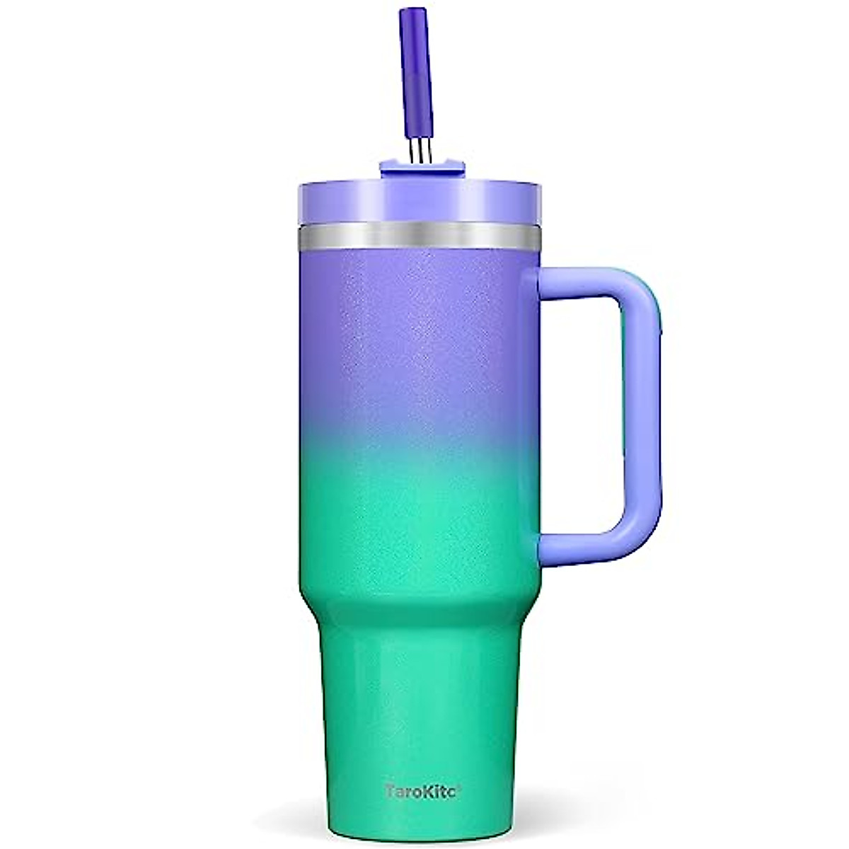 40 oz Tumbler with Handle, Upgraded Insluated Stainless Steel Tumbler with Lid and Straw, Double Wall Travel Coffee Mug Iced Cup, Keeps Cold for 34 Hours, Dishwasher Safe, BPA Free, Fairyland Green