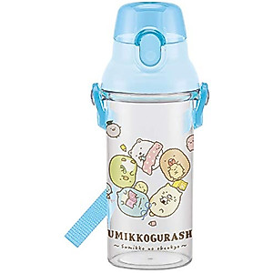Skater PSB5KD Children's Water Bottle, Clear Bottle, 16.2 fl oz (480 ml), Sumikko Gurashi Obenkyo, Width 3.7 x Diameter 3.1 x Height 8.3 inches (9.5 x 7.9 x 21 cm), Girls, Made in Japan
