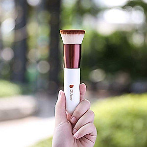 Foundation Brush,DUcare Flat Top Kabuki Brush Synthetic Professional Makeup Brush Liquid Blending Mineral Powder Buffing Stippling Makeup Tools, Rose Golden/White