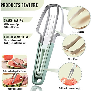 3-in-1Watermelon Cutter Slicer,Watermelon Cutter Slicer Tool,Stainless Steel Watermelon Slicer Cutter,Portable Fruit Cutter Set for Home,for Camping, Encourages Kids' Hands-On Skills,1pcs.