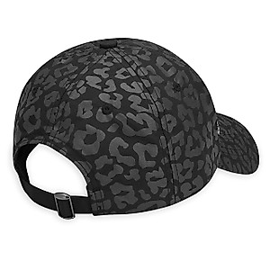 Gaiam Leopard Print Black Running Cap with Sweatband and Ponytail Hole for Women