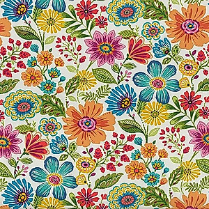 Pillow Perfect Bright Floral Indoor/Outdoor Sofa Setee Bench Swing Cushion with Ties Weather, and Fade Resistant, 18" x 45", Blue/Purple Gregoire