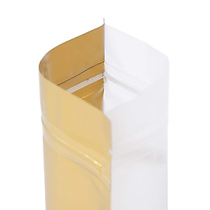QQ Studio Pack of 100 Translucent Front Matte Gold Poly Plastic Resealable Bags (8.4oz (6" x 9"), Gold Stand-Up Pouch)
