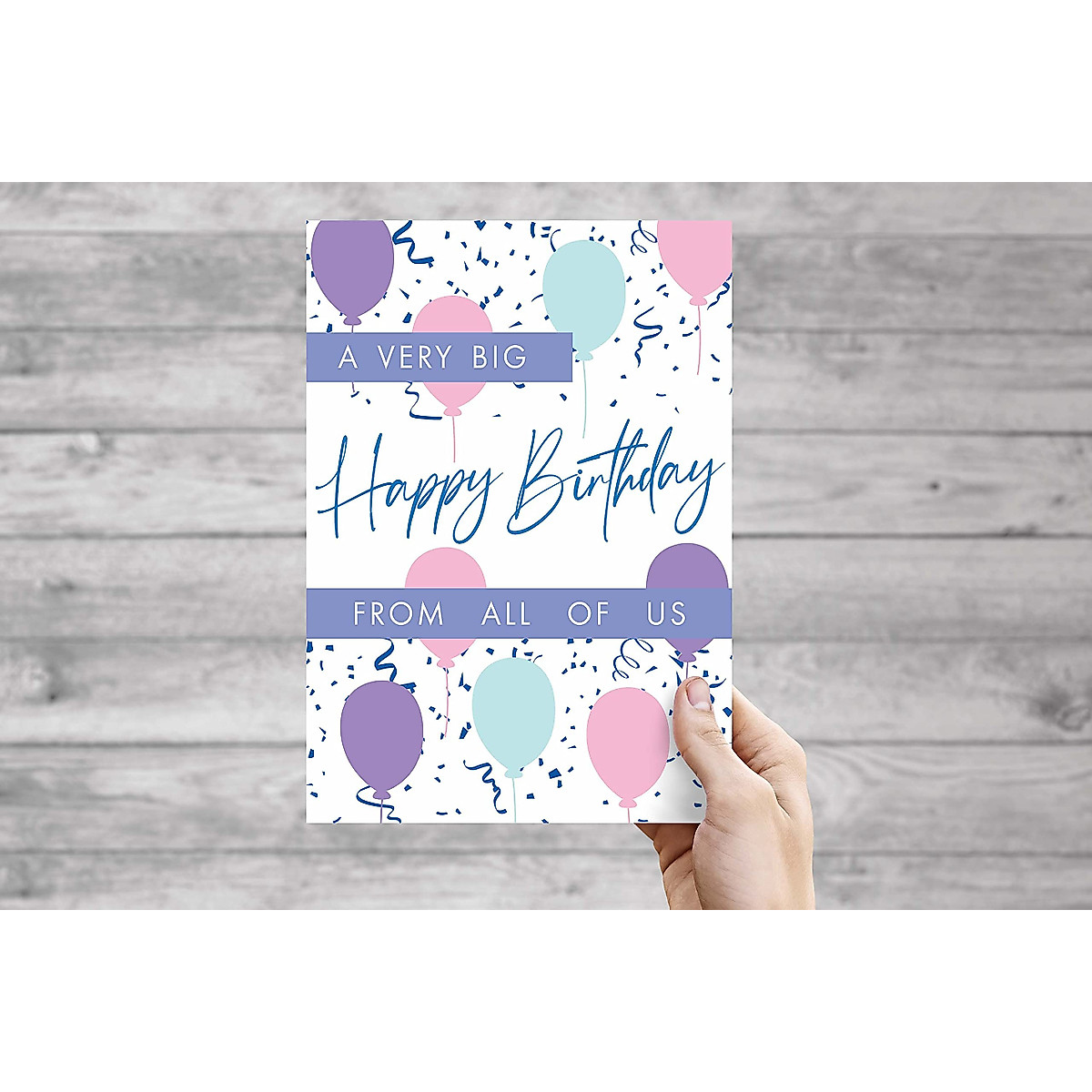 JBH Creations Big Birthday Balloon Drop Card - Extra Large 9 x 12 with Envelope - Pastel