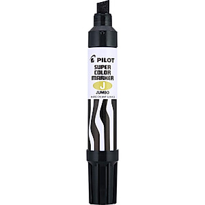 PILOT Super Color Jumbo Refillable Permanent Markers, Black Ink, Extra-Wide Chisel Point, 12-Pack (43100)