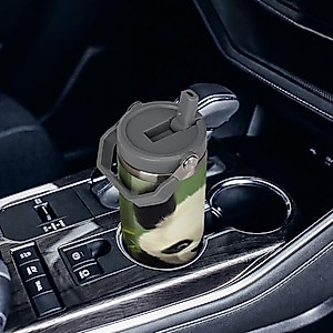 30oz Stainless Steel Insulated Tumbler with Flip Lid & Straw, Leakproof Travel Mug for Car, Cute Panda Double Wall Vacuum Thermal Coffee Cup with Handle, Spill-Proof Design for Hot/Cold Drinks