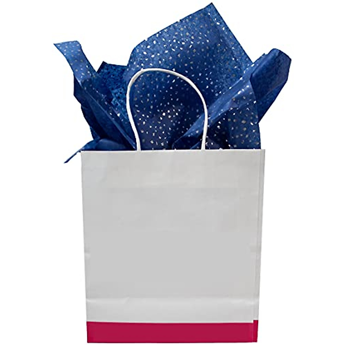 Made in USA 50-Sheet Hot Stamp Glitter Gift Tissue Paper Pack, 20" X 30" (Silver on Blue)
