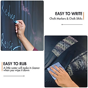 Chalkboard Wallpaper Stick and Peel: Contact Paper 17.7 X 78.7 Inches Classroom Chalkboard Stickers Chalk Board Paint Self Adhesive Wall Paper with 5 Colorful Chalks