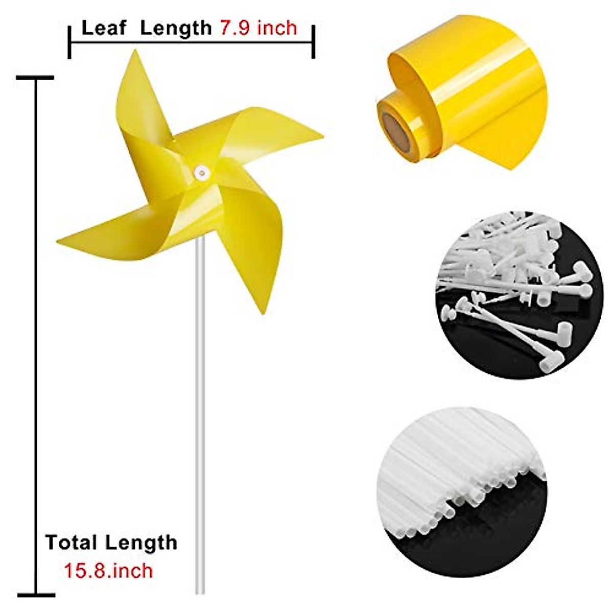 Tsocent 50 Pcs Colorful Pinwheels for Kids & Garden Decor
