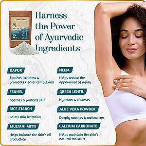 Neem & Fennel Hair Removal Mask - Bikini Hair Removal for Women’s & Men’s Legs, Underarm, & Chest,- Depilatory Powder Body Hair Remover with Ayurvedic Herbs for All Skin Types - Roots & Herbs, 2.47oz