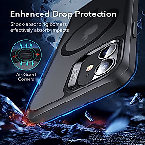 ESR Sidekick Hybrid Case Compatible with iPhone 12/12 Pro (2020), with HaloLock Magnetic Wireless Charging, Scratch Resistant Back, Grippy Protective Frame, Frosted Black