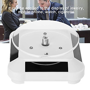 Solar Turntable For Jewelry Exhibition,Solar Showcase 360 Degrees Display Stand, Rotating Turntable with LED Light for Watch Phone Jewelry Display Stand(White)