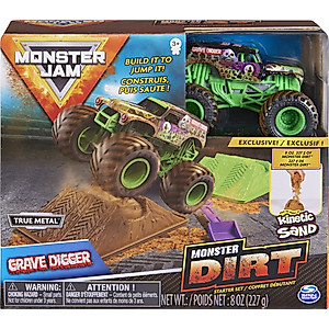 Monster Jam, Grave Digger Monster Dirt Starter Set with 8oz Monster Dirt and Official 1:64 Scale Truck