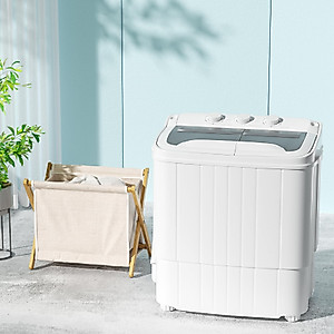 INTERGREAT Portable Washing Machine, 22 lbs Mini Small Washer Machine Combo with Spin Dryer, Compact Twin Tub Laundry Washer Machine for Apartments, Dorm, Rv, Camping, Gray