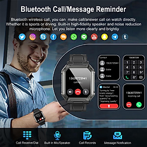 Smart Watch for Men Fitness Tracker: (Make/Answer Call) Bluetooth Tactical Military Smartwatch for Android Phones iPhone Outdoor Waterproof Digital Sport Run Watches Heart Rate Monitor Step Counter