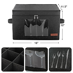 Foyego 2 Pack Wine Glass Storage Box with Dividers, Stemware Storage Containers for Packing and Moving, China Storage Containers Box for 12 Crystal Glassware, Wine Glasses, Drinkware