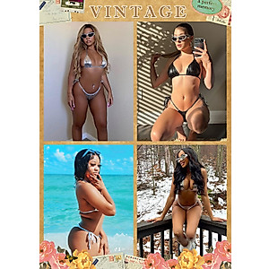 Ella Lust Metallic Bikini for Women - Silver Bathing Suit High Waisted Tie Side Thong Bottom Triangle Top Shiny Swimsuit(Silver,XS,1026a)