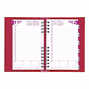Brownline 2023 CoilPro Daily/Monthly Planner, Appointment Book, 12 Months, January to December, Twin-Wire Binding, 8" x 5", Bright Red (CB634C.RED-23)
