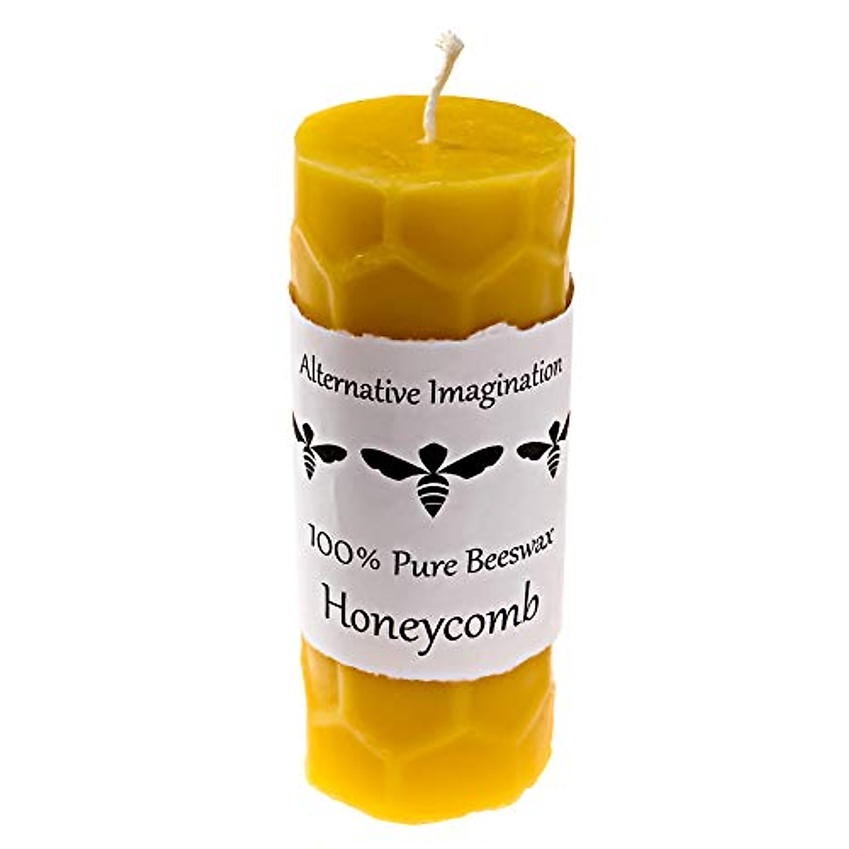 Alternative Imagination 100% Pure Beeswax Pillar Candle (2x6 Inch), 60 Hour, Honeycomb Design, Hand-Poured, Made in USA