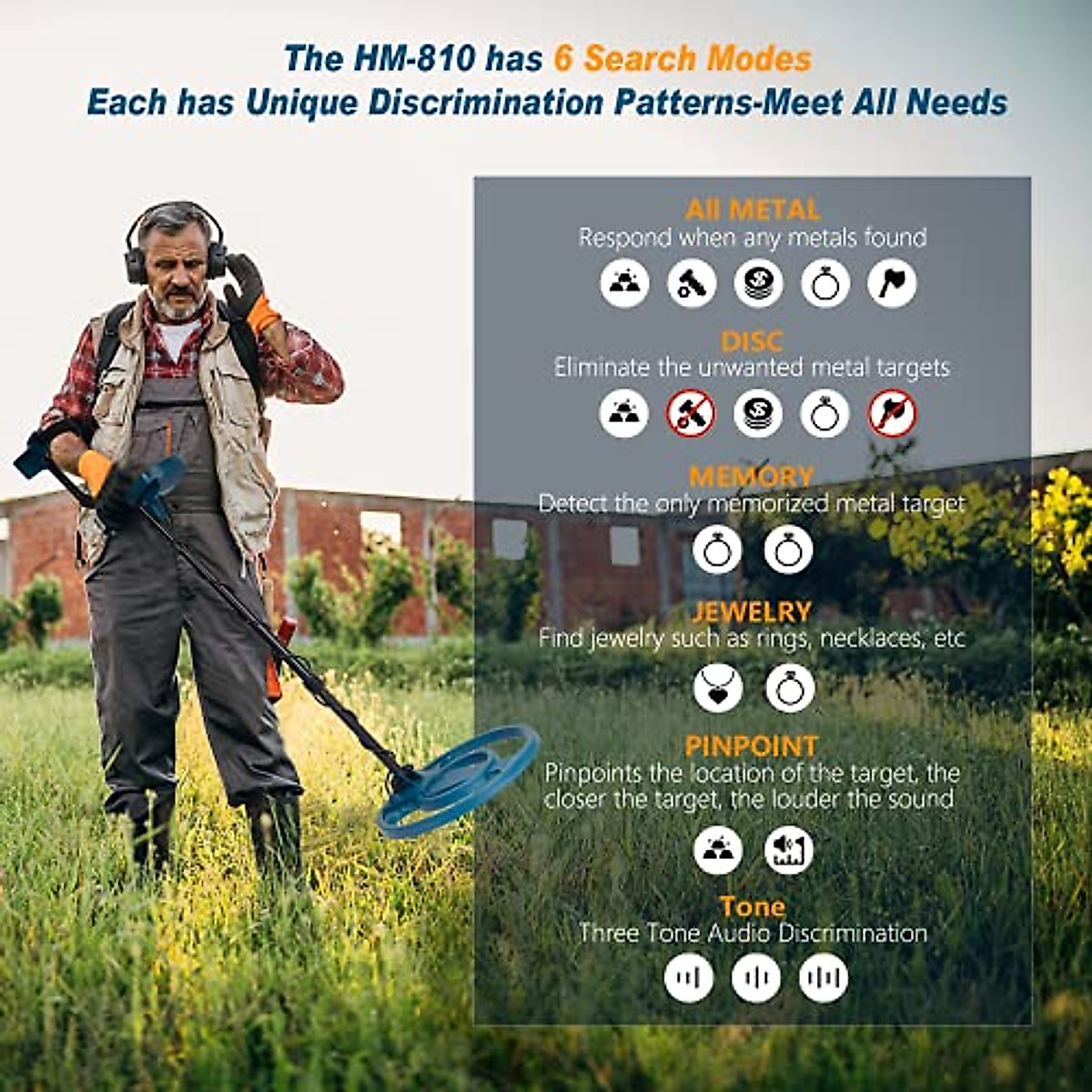 Professional Metal Detector for Adults & Kids Waterproof - 12'' IP68 Waterproof Search Coil, 6 Modes - Professional High Accuracy Gold Detector with LCD Display, Advanced DSP Chip, Tool&Accessories