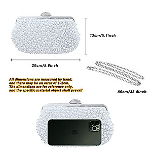 ERCULER Topfive Women's White Pearl Beaded Clutch Evening Handbags for Formal Bridal Wedding Clutch Purse Prom Cocktail Party