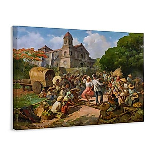 Tinikling Dance Art Poster by Philippine Rural Landscape Painter Fernando Amorsolo Canvas Poster Wall Art Decor Print Picture Paintings for Living Room Bedroom Decoration Frame-style 20x16inch(50x40cm