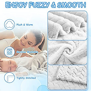 8 Pcs Baby Blanket Cozy Throw Blankets Fuzzy Baby Fleece Blankets Fluffy Warm Baby Crib Blanket for Unisex Newborn Infant Toddler Stroller Nursery Soft Receiving Swaddling Blankets, 24 x 32'' (White)