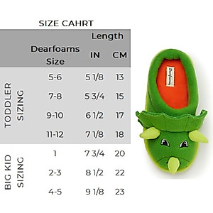 Dearfoams Easter Basket Stuffers Gifts for Kids Washable Animal Critter Slippers, Green Dinosaur, 4-5 Big Kid