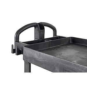 Rubbermaid Commercial Products 2-Shelf Utility/Service Cart, Medium, Lipped Shelves, Ergonomic Handle, 500 Lbs Capacity, for Warehouse/Garage/Cleaning/Manufacturing (FG452088BlA)