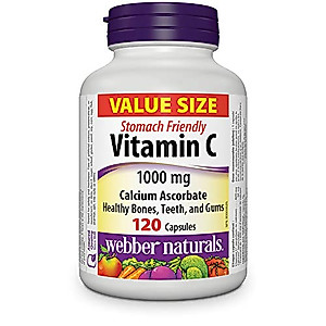 Webber Naturals Vitamin C Calcium Ascorbate 1000 mg · Stomach Friendly, 120 Capsules