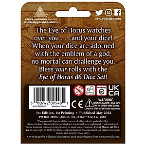 Eye of Horus d6 Dice Set | 6 Pcs | 19mm Six-Sided | Pearlized Dice | Tabletop Roleplaying Games | RPG | from Steve Jackson Games