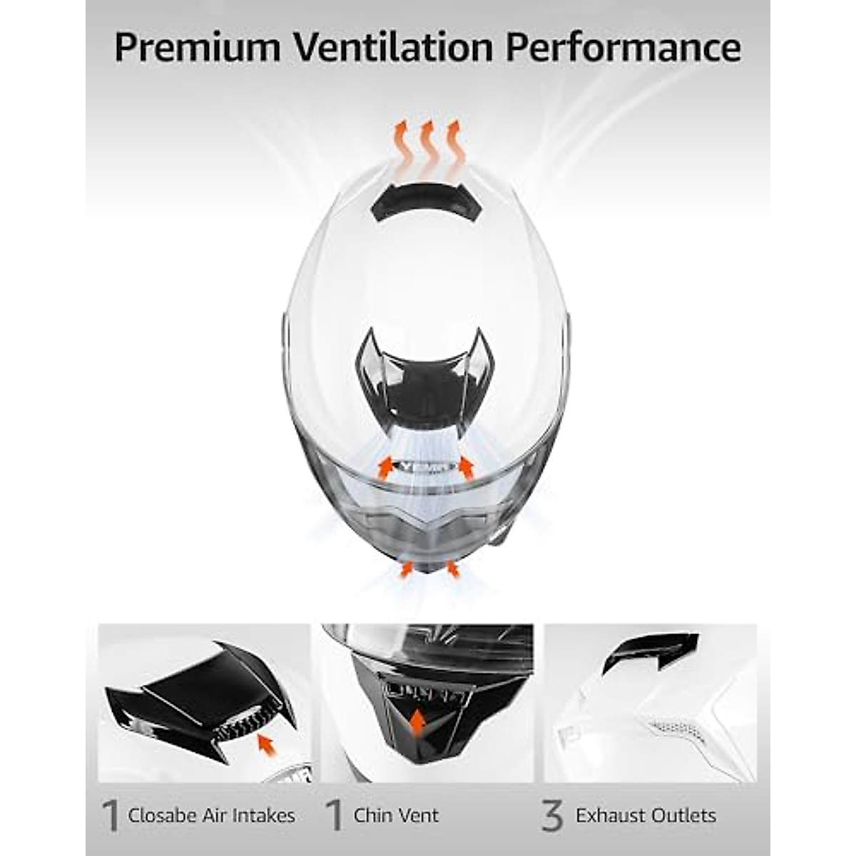 YEMA Modular Motorcycle Helmets, DOT Approved Full Face Motorcycle Helmet with Flip Up Dual Visor, Helmets for Adults Motorcycle Men Women Helmets for Street Scooter ATV E-bike - YM-926 White