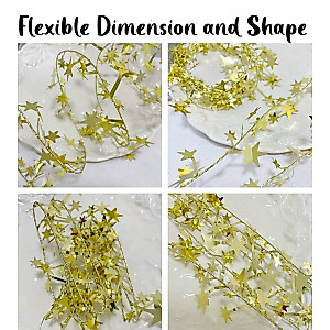 TeaSu Star Strings for Gold Floating Candle Centerpieces for Table Wedding Christmas, 12 Pcs 38 Inch Submersible Vase Filler for Water Centerpiece - Gold